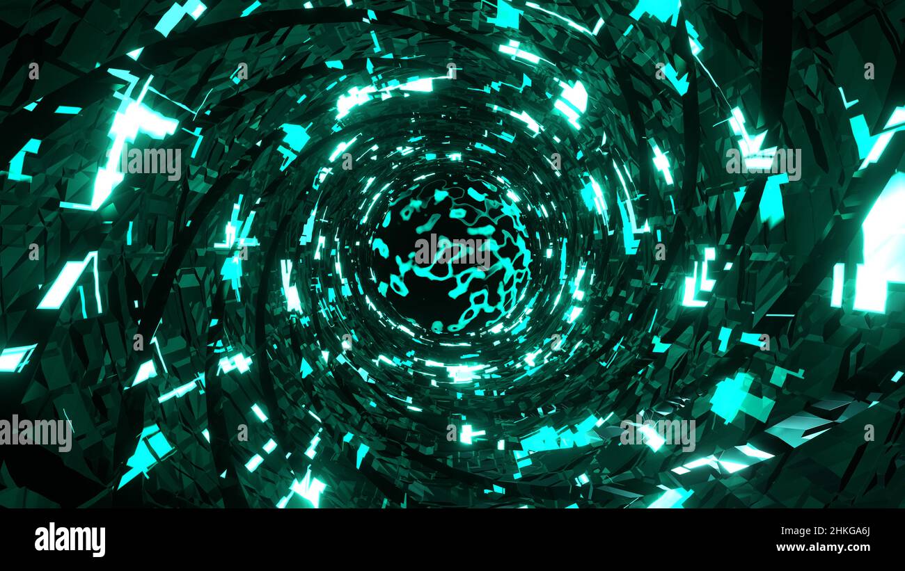 3D Render. Abstract technology big data background concept. Motion of digital data flow ...