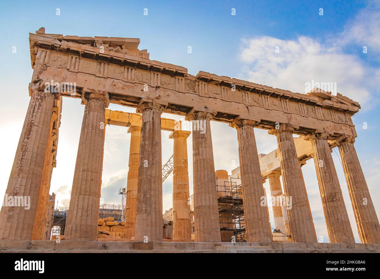Acropolis of Athens with amazing and beautiful ruins Parthenon and blue ...