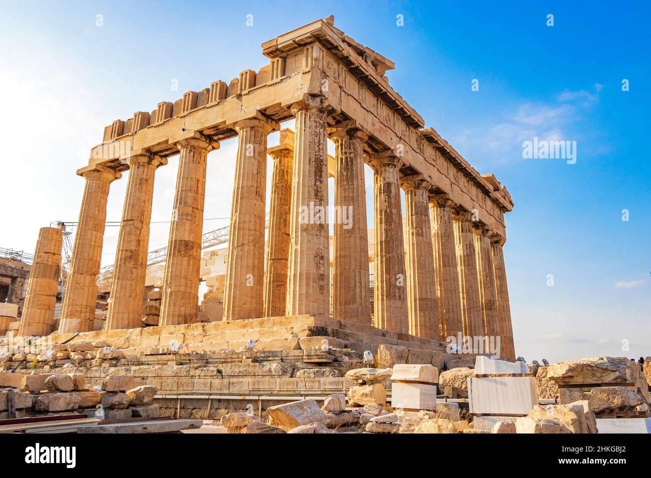 Acropolis of Athens with amazing and beautiful ruins Parthenon and blue ...