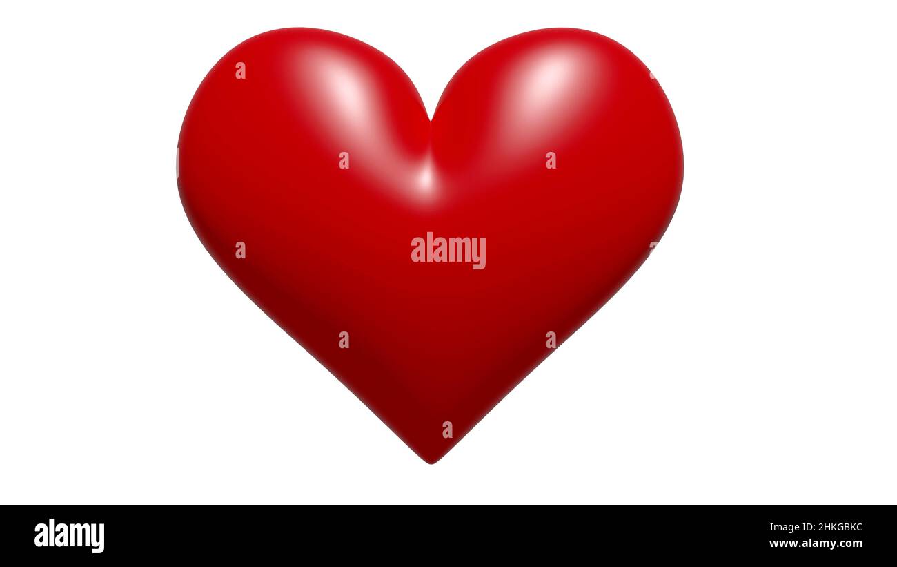 Valentine's Day 3d illustration - rendering. Single red heart isolated ...