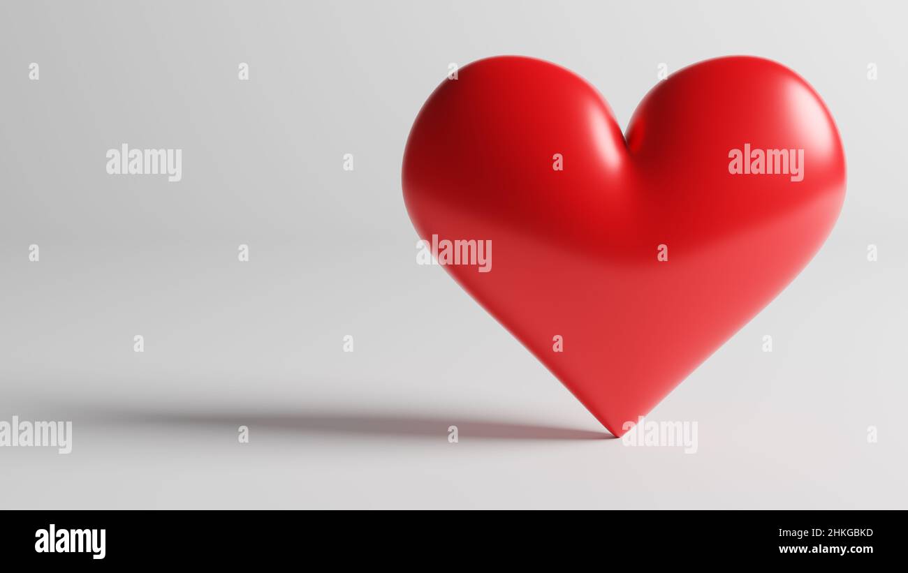 Valentine's Day 3d illustration - rendering. Single red heart isolated ...