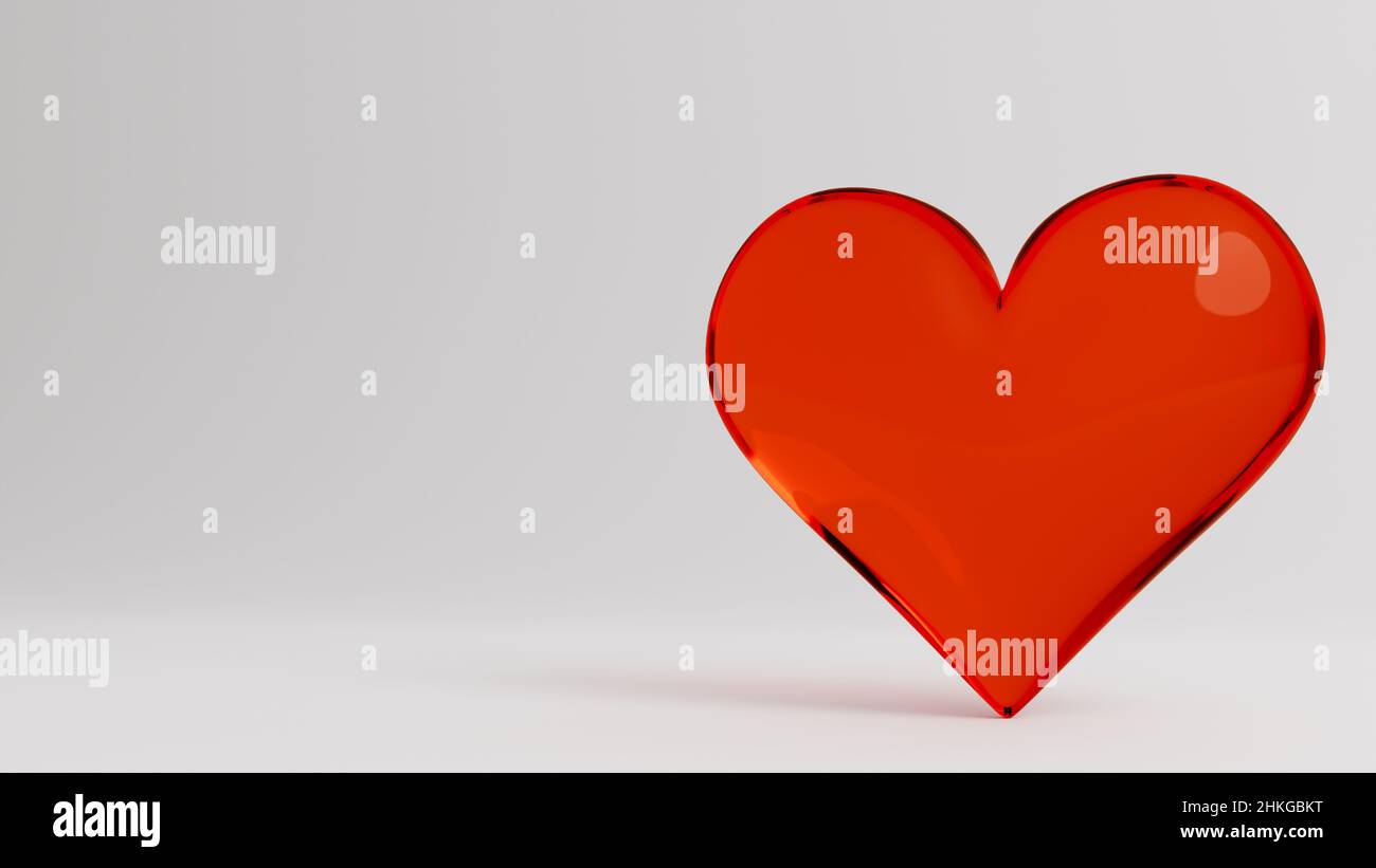 Valentine's Day 3d illustration - rendering. Single red heart isolated ...