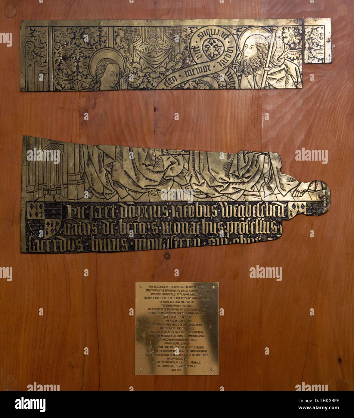 Replica brass memorial monument to Anthony Bedingfield d 1574, Denham ...