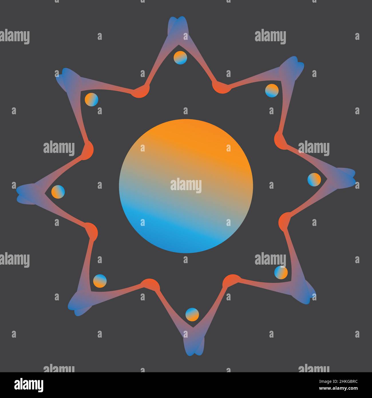 Helping hands cute vector logo, blue and orange gradient illustration ...