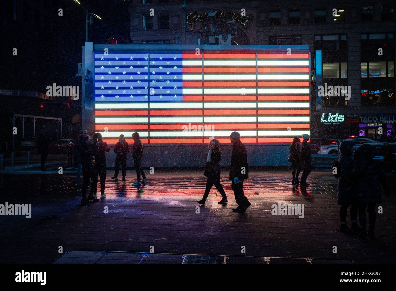 Times Square during a snow storm Stock Photo - Alamy