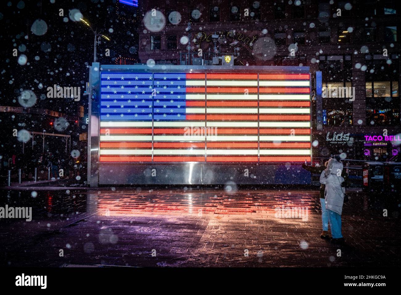 Times Square during a snow storm Stock Photo - Alamy