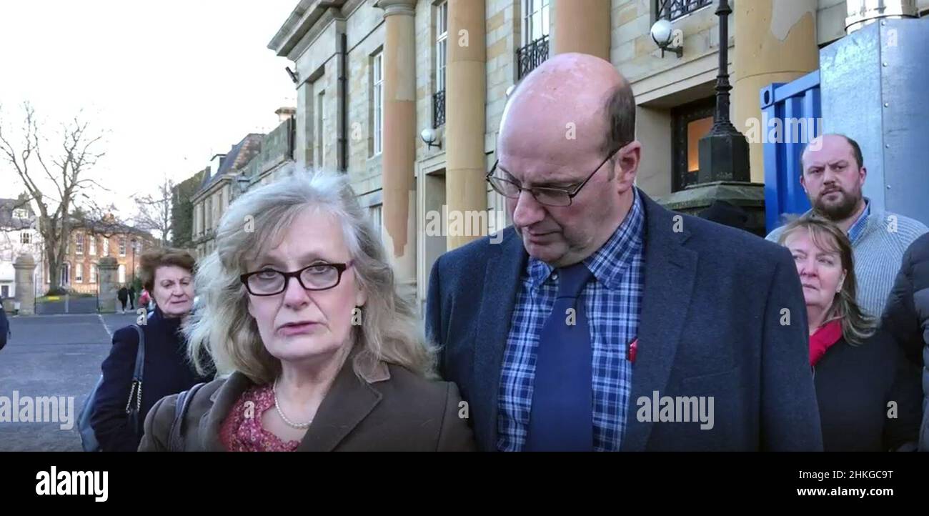 Robert Hooper with his partner Kate Henderson outside Durham Crown Court after being cleared of ...