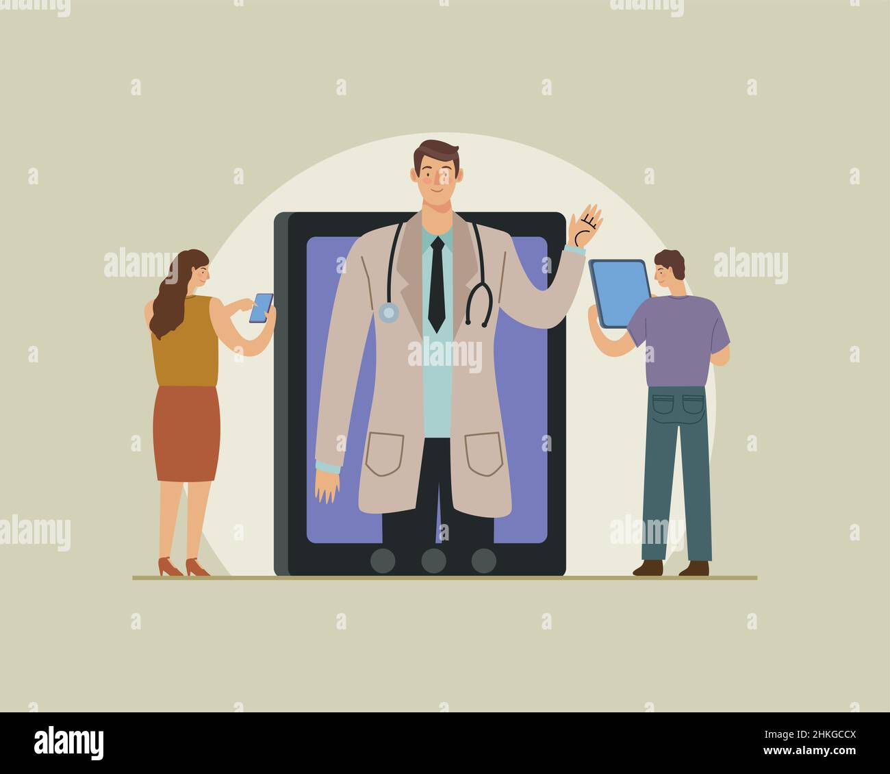 Doctor patient consulting tablet Stock Vector Images - Alamy