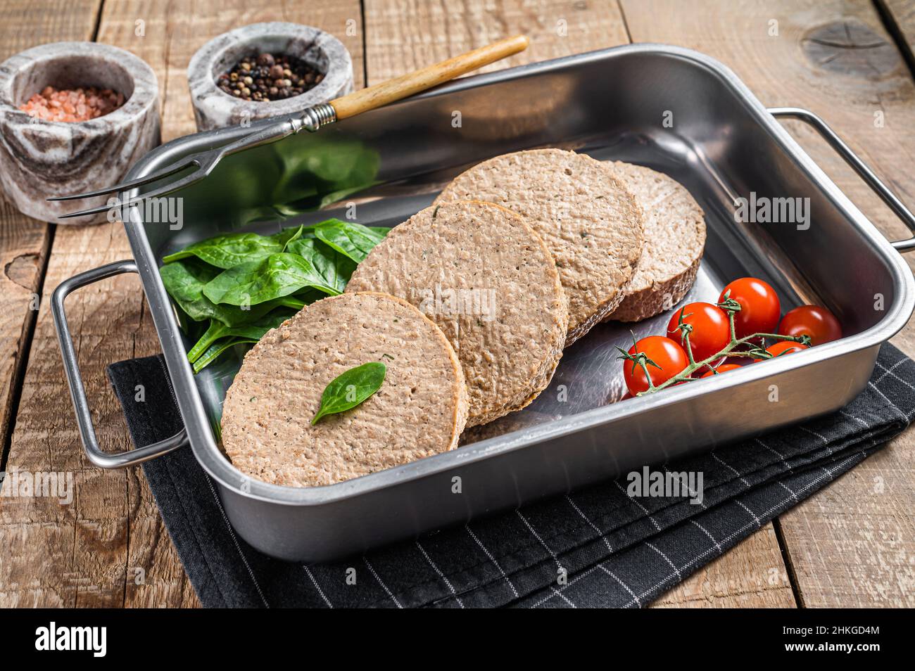 Raw meat free patties made from plant based meat, fresh vegan burger ...
