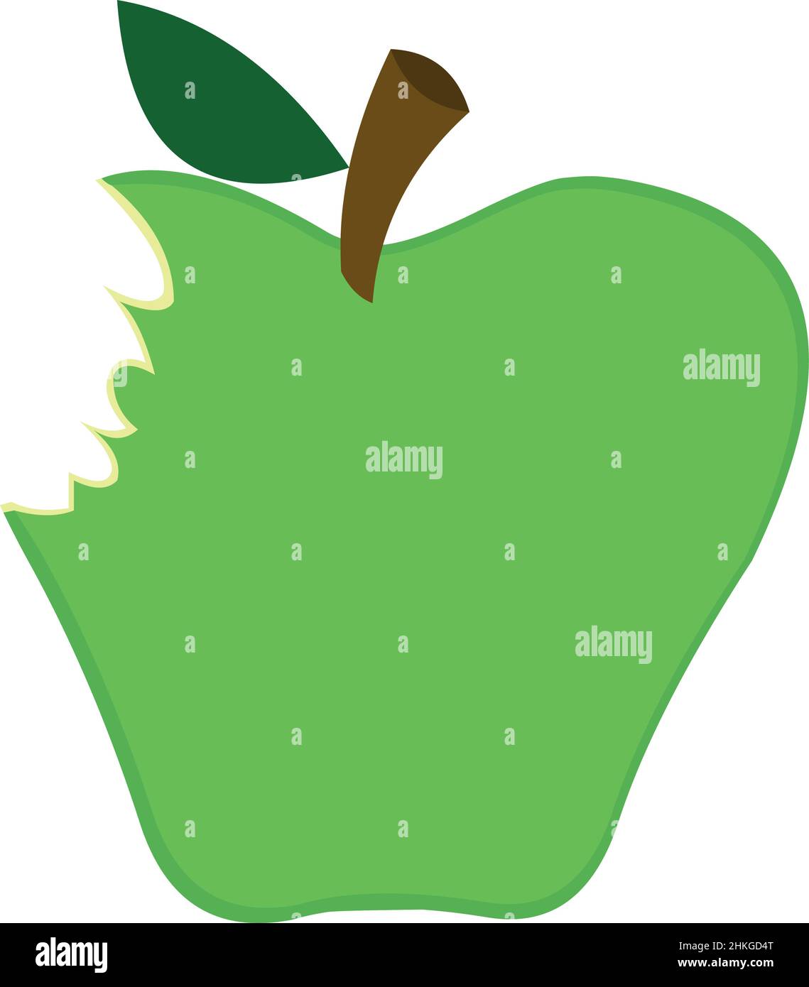 Vector illustration of a bitten green apple Stock Vector Image & Art ...