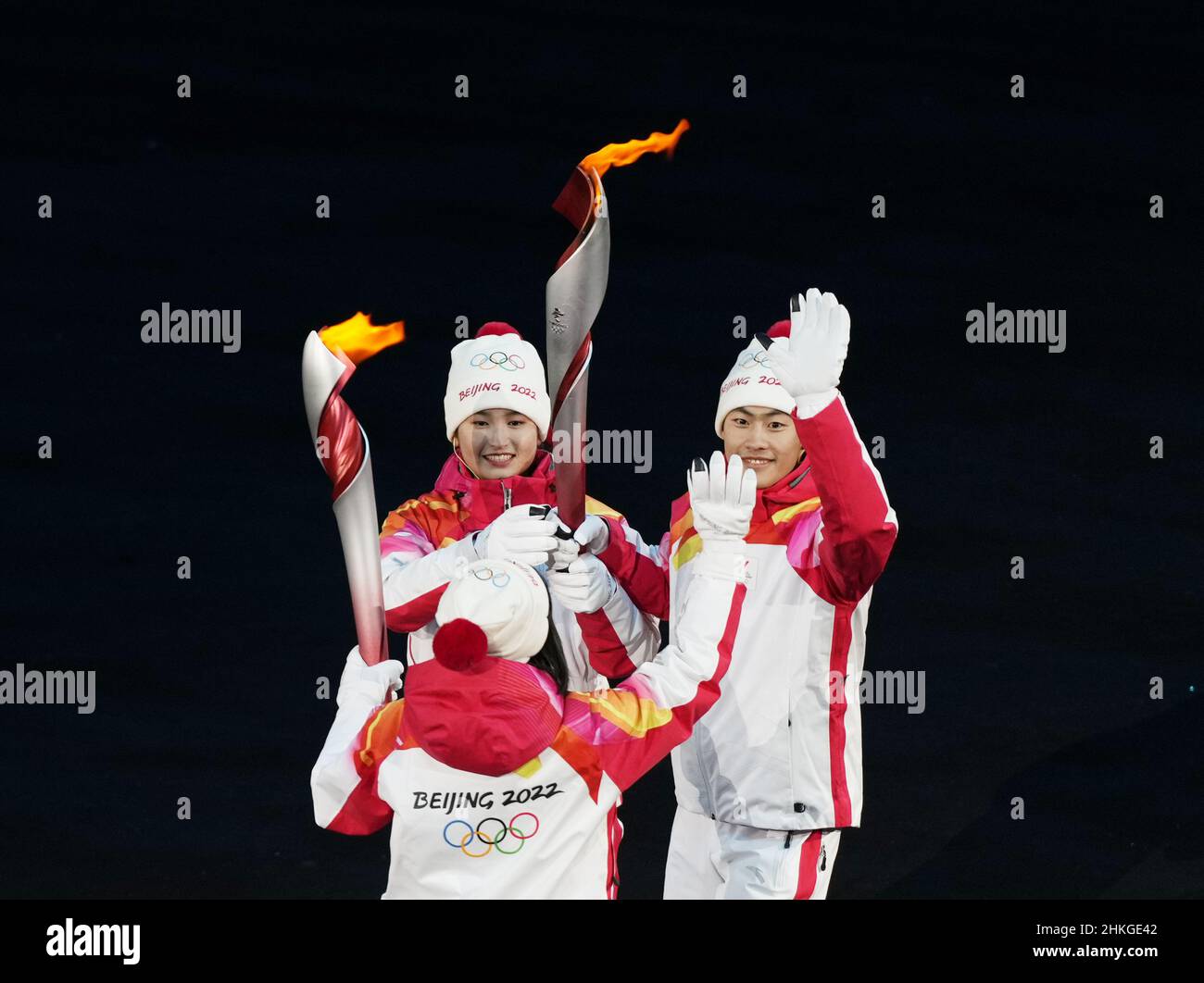 Beijing, China. 04th Feb, 2022. Olympic Flame torch bearers arrive to ...
