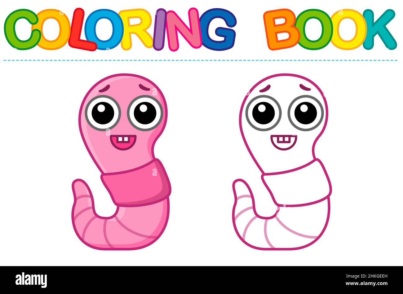 Vector coloring Insect for children coloring book. Funny worm in a ...