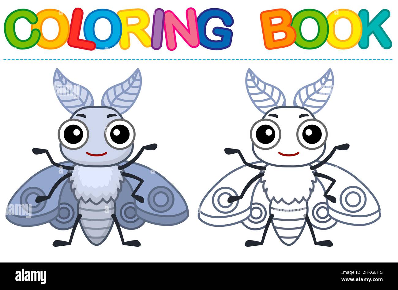 Funny moth. Coloring Insect in a cartoon style Stock Vector Image & Art ...