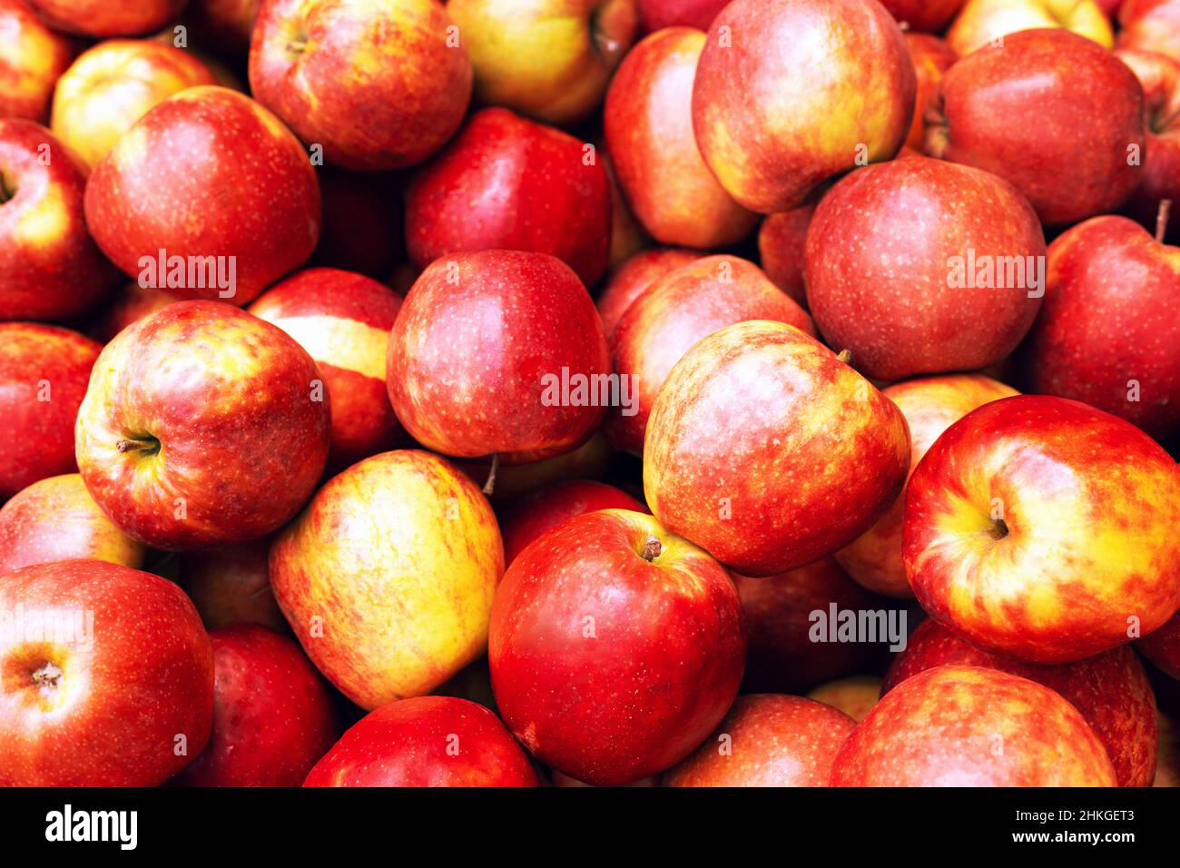 Fresh juicy red apples from the market piled in a heap Stock Photo - Alamy
