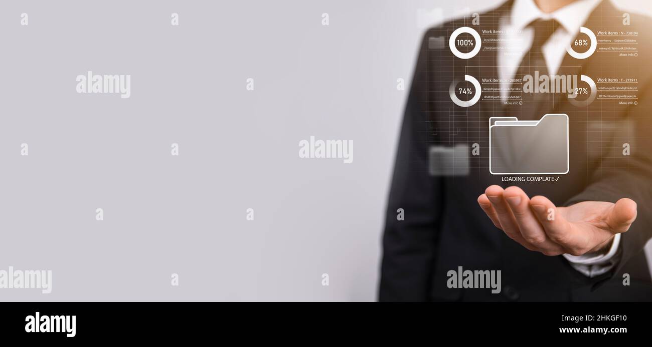 Business developer hand using board framework on virtual modern ...