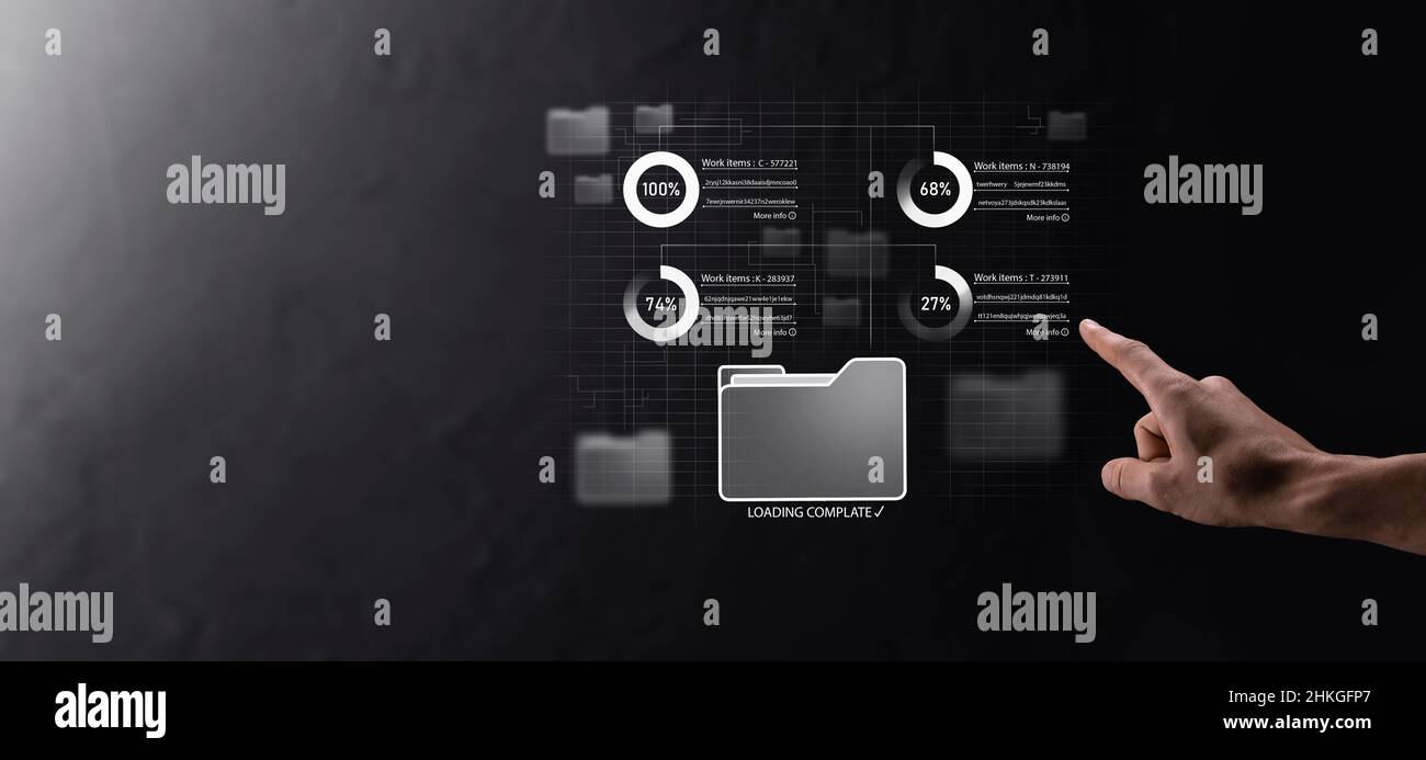 Business developer hand using board framework on virtual modern ...