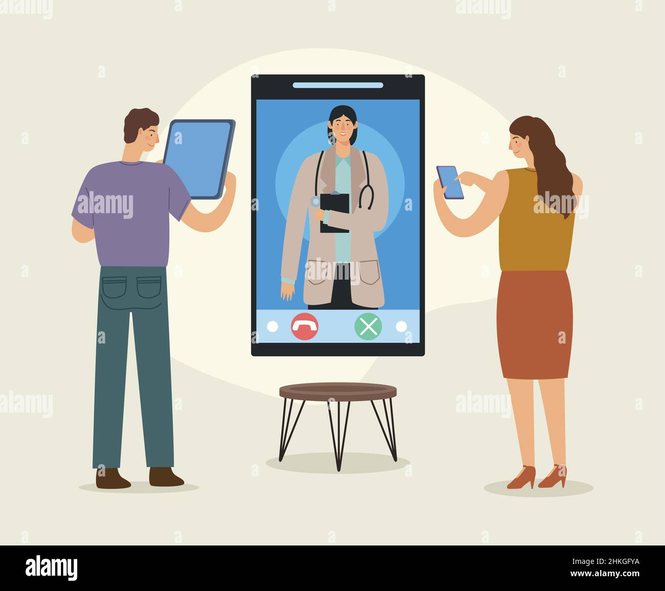 Doctor patient consulting tablet Stock Vector Images - Alamy