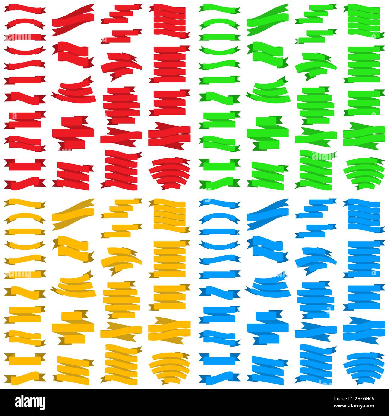 Set of color ribbons. Vector illustration. Blank flat ribbons or ...