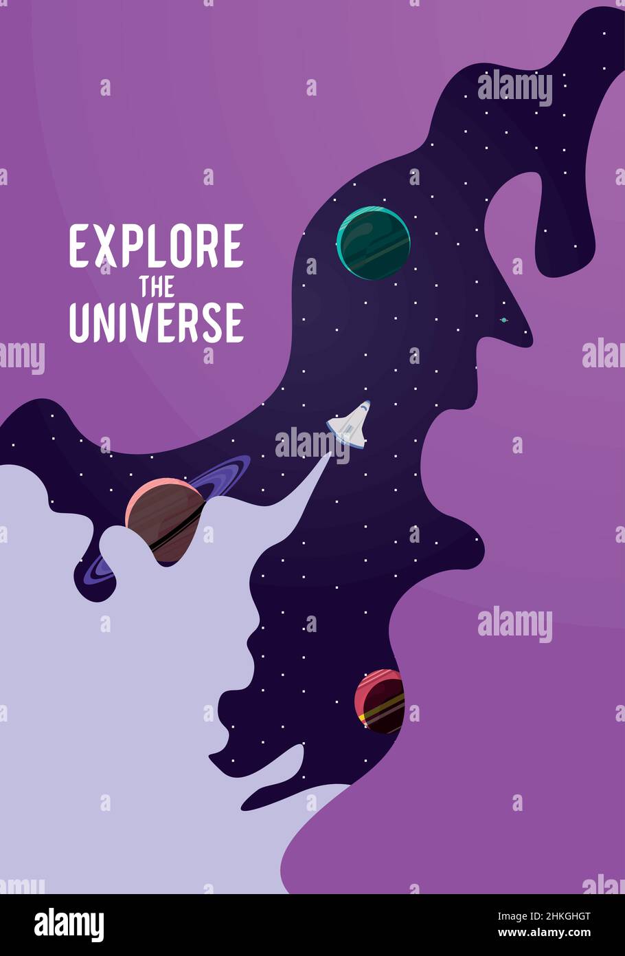 explore universe lettering and spaceship Stock Vector Image & Art - Alamy