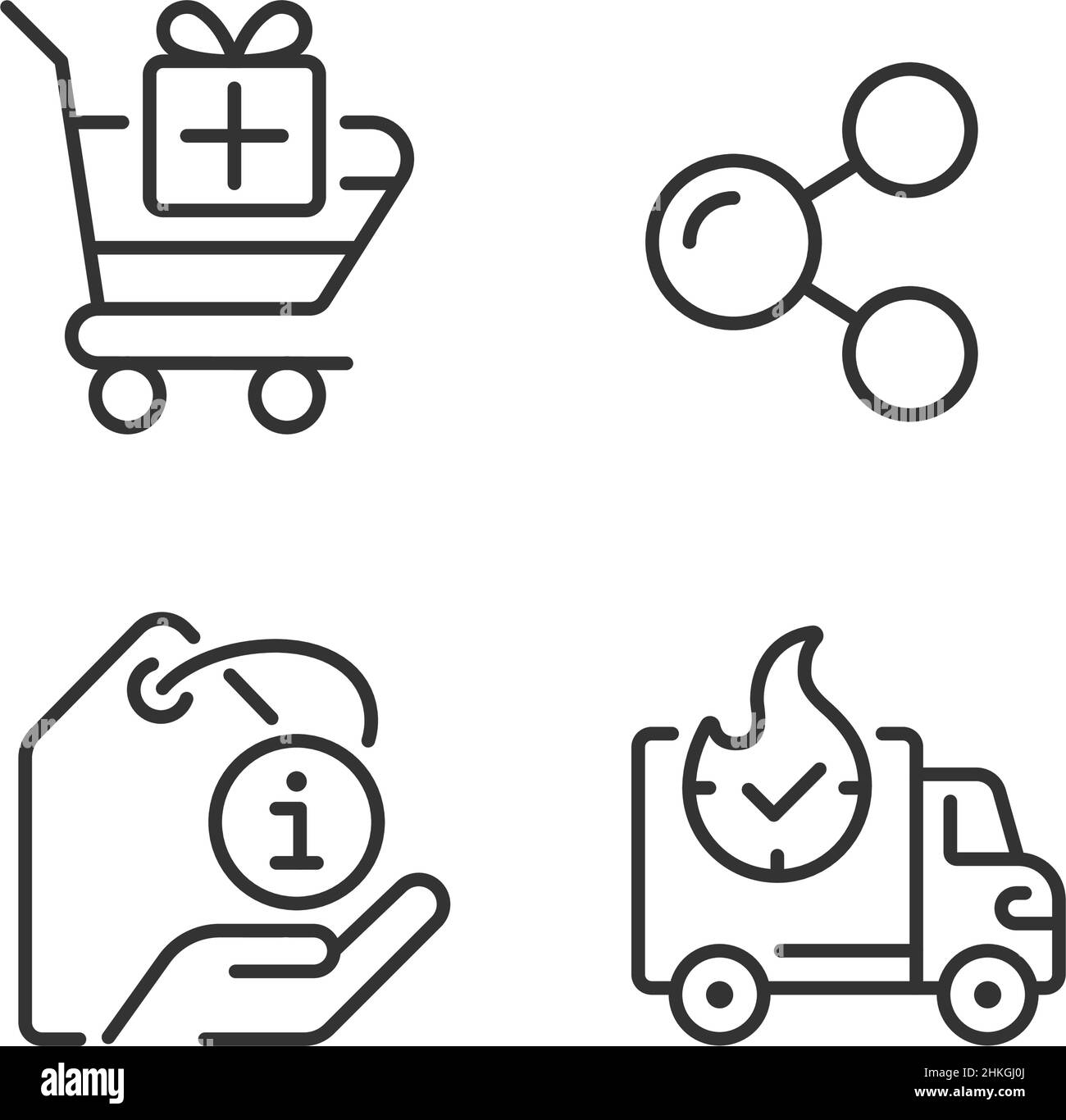 Buying products on internet pixel perfect linear icons set Stock Vector ...