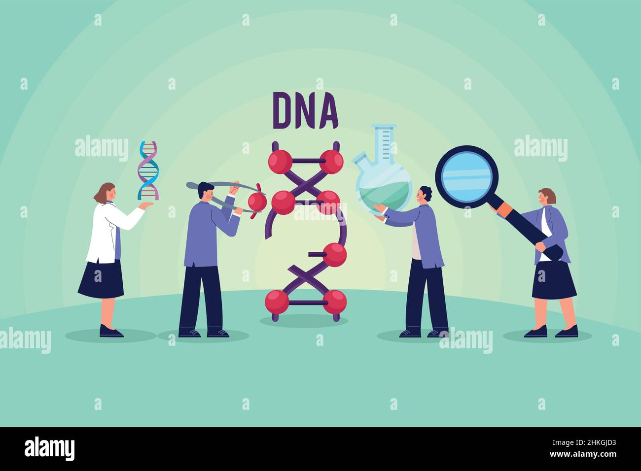 dna lettering with scientist staff Stock Vector Image & Art - Alamy
