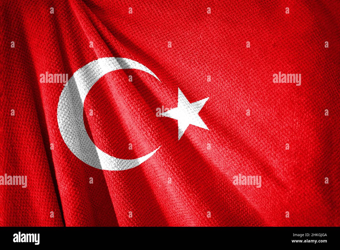 Turkish flag on towel surface illustration with, country symbol of ...