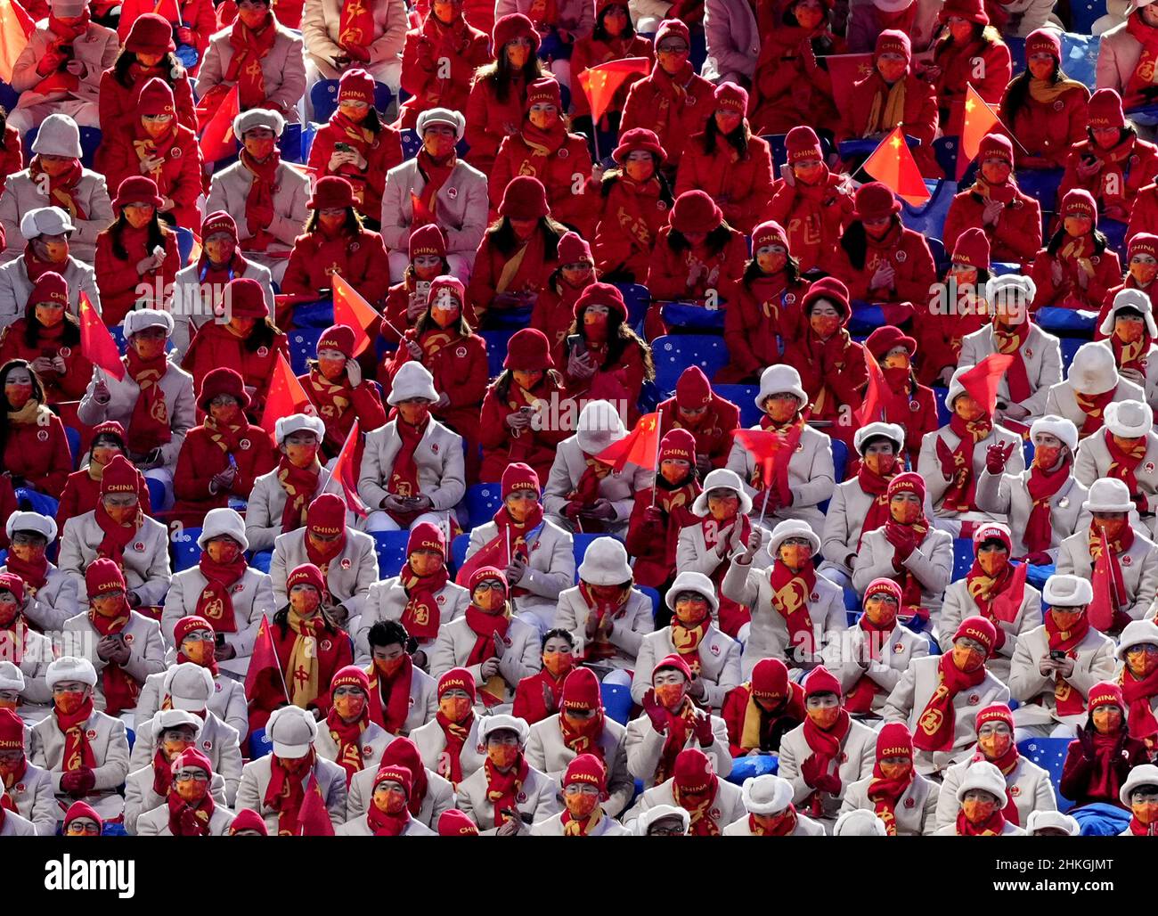 Beijing, China. 04th Feb, 2022. Athletes from team China watch the ...