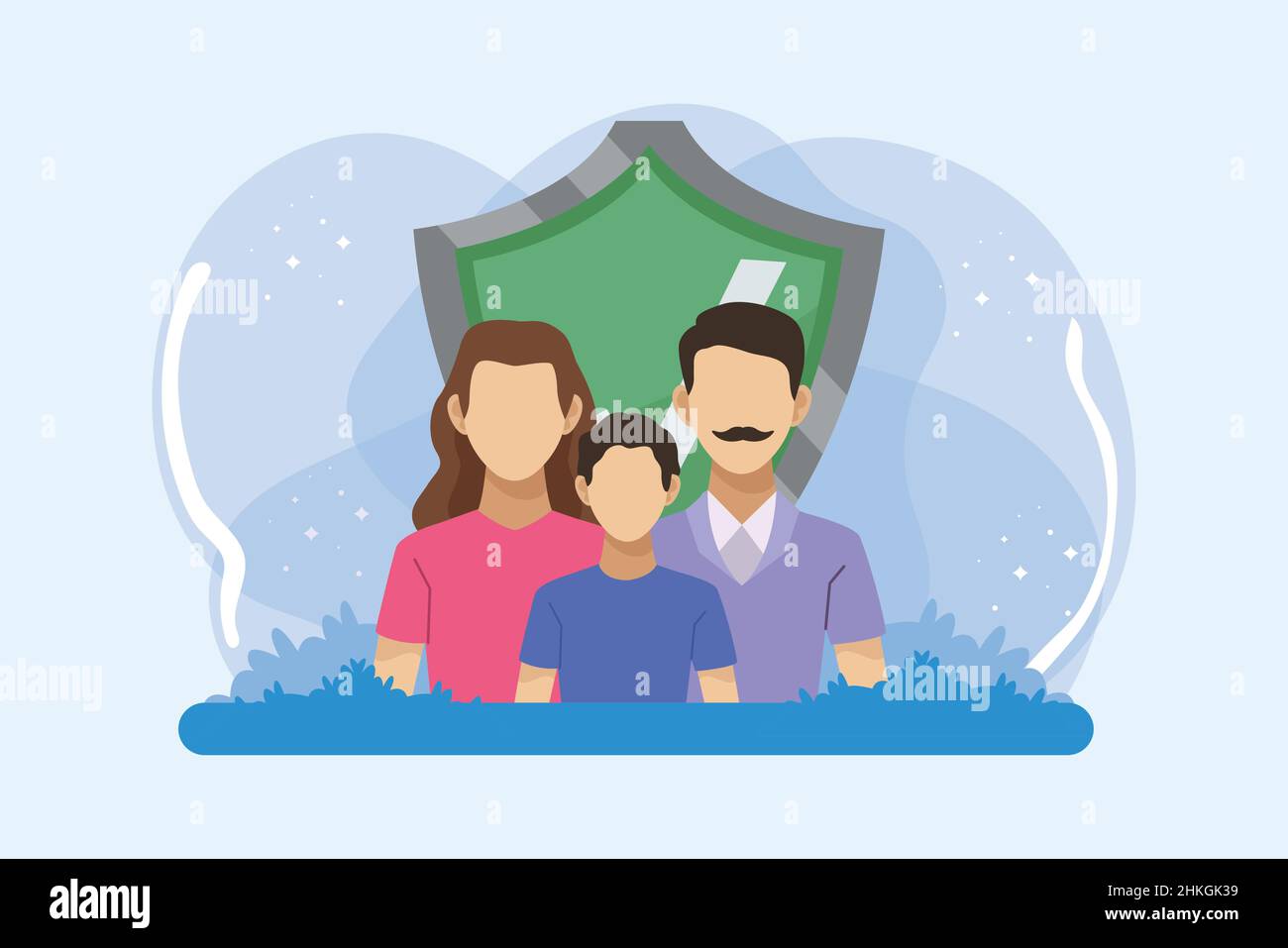 insurance shield and family Stock Vector Image & Art - Alamy