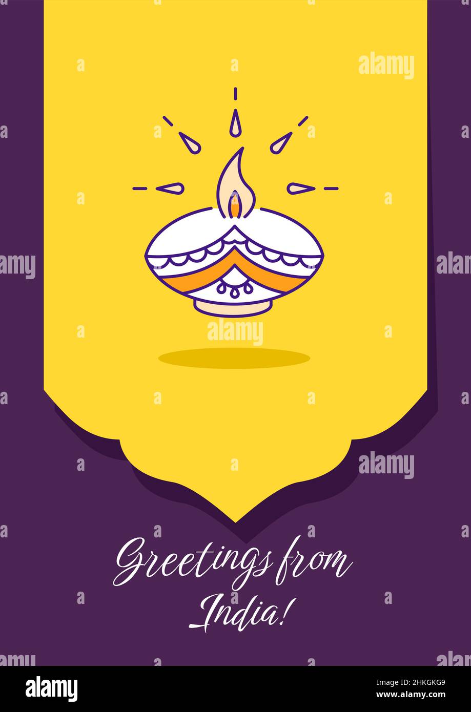 Greetings from India greeting card with color icon element Stock Vector ...