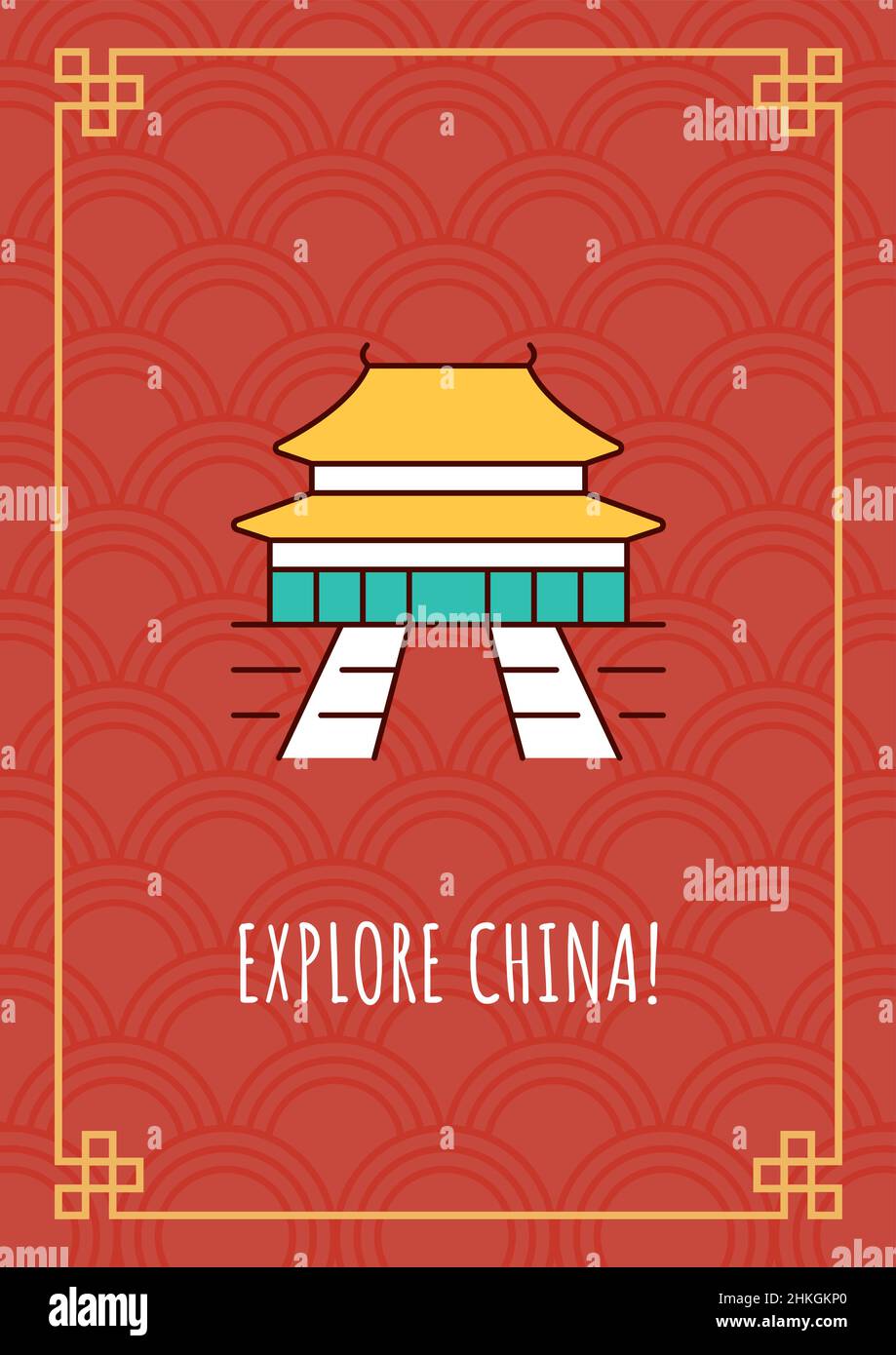 Explore China greeting card with color icon element set Stock Vector ...