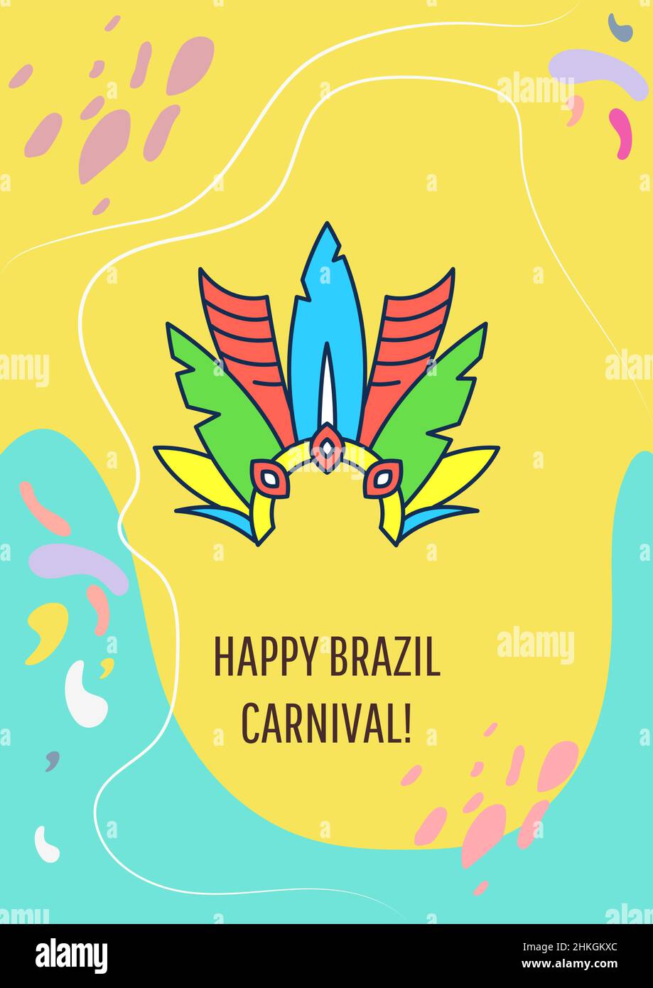 Happy Brazil carnival greeting card with color icon element Stock ...