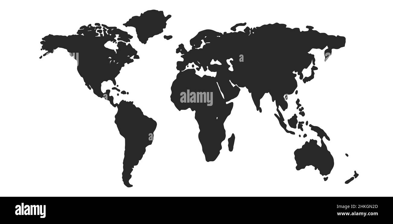 Black World Map isolated. Vector illustration. World Map in flat style ...