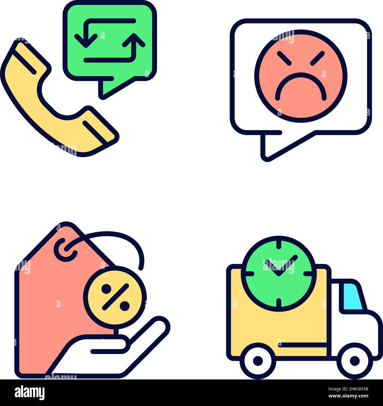 Customer help pixel perfect RGB color icons set Stock Vector Image ...