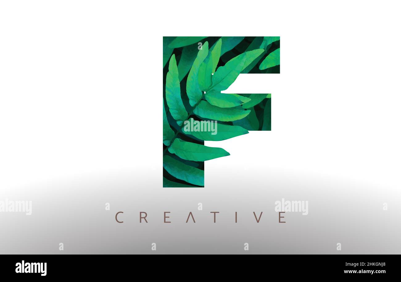 Botanical Green Eco Leaf Letter F Logo Design Icon made from Green ...