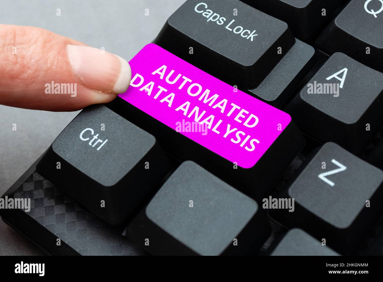 Text sign showing Automated Data Analysis. Business approach Artificial ...