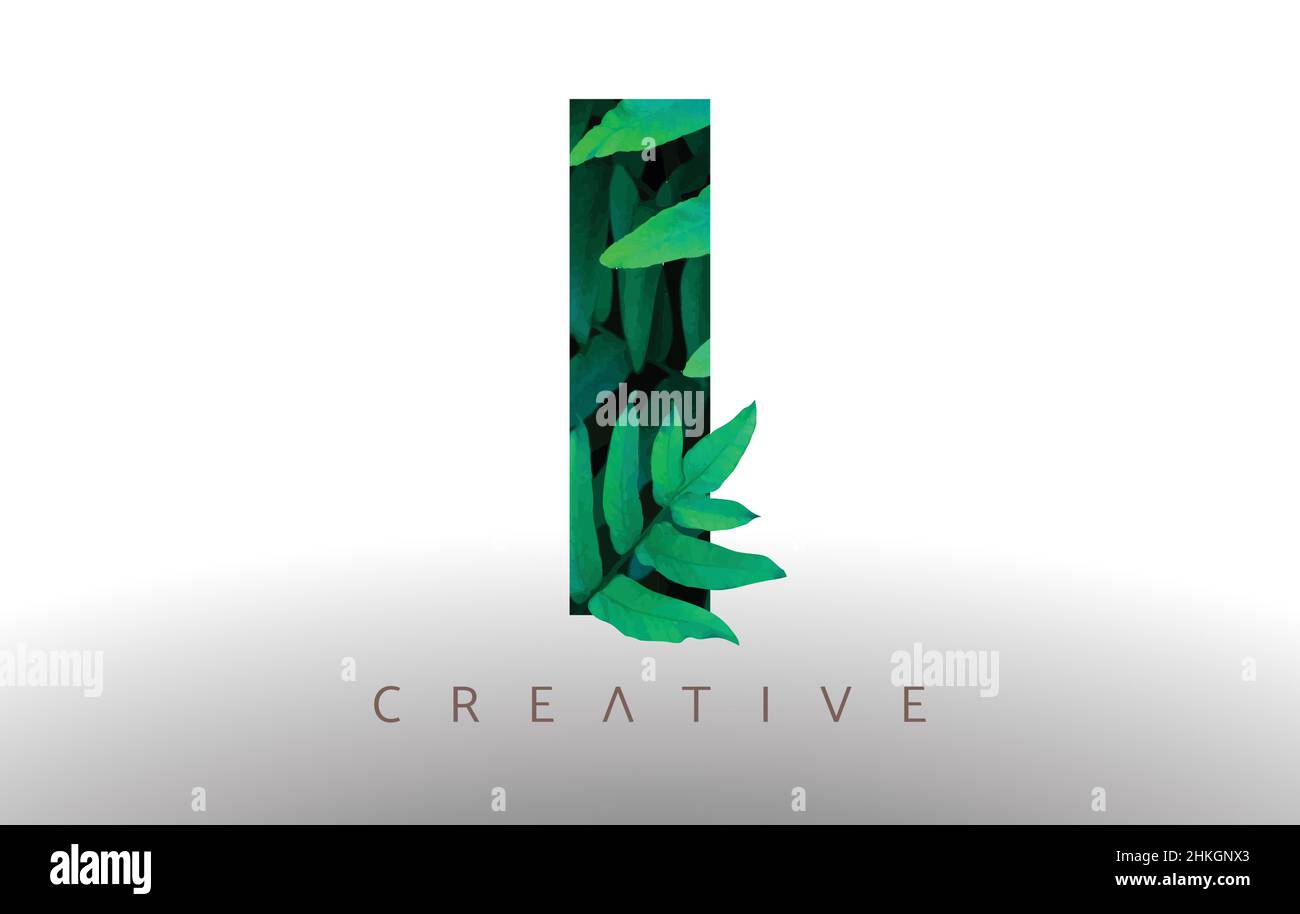 Botanical Green Eco Leaf Letter I Logo Design Icon made from Green ...