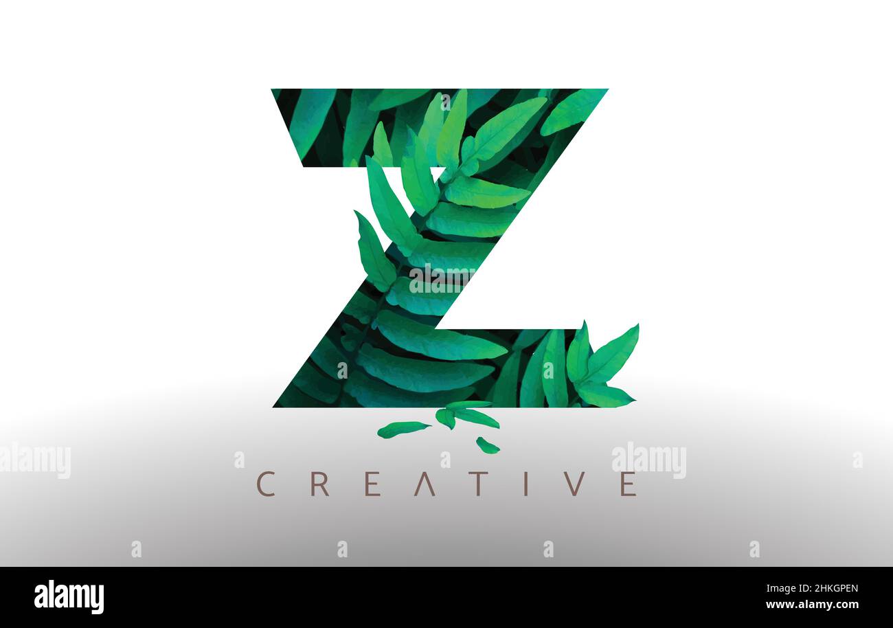 Botanical Green Eco Leaf Letter Z Logo Design Icon made from Green ...