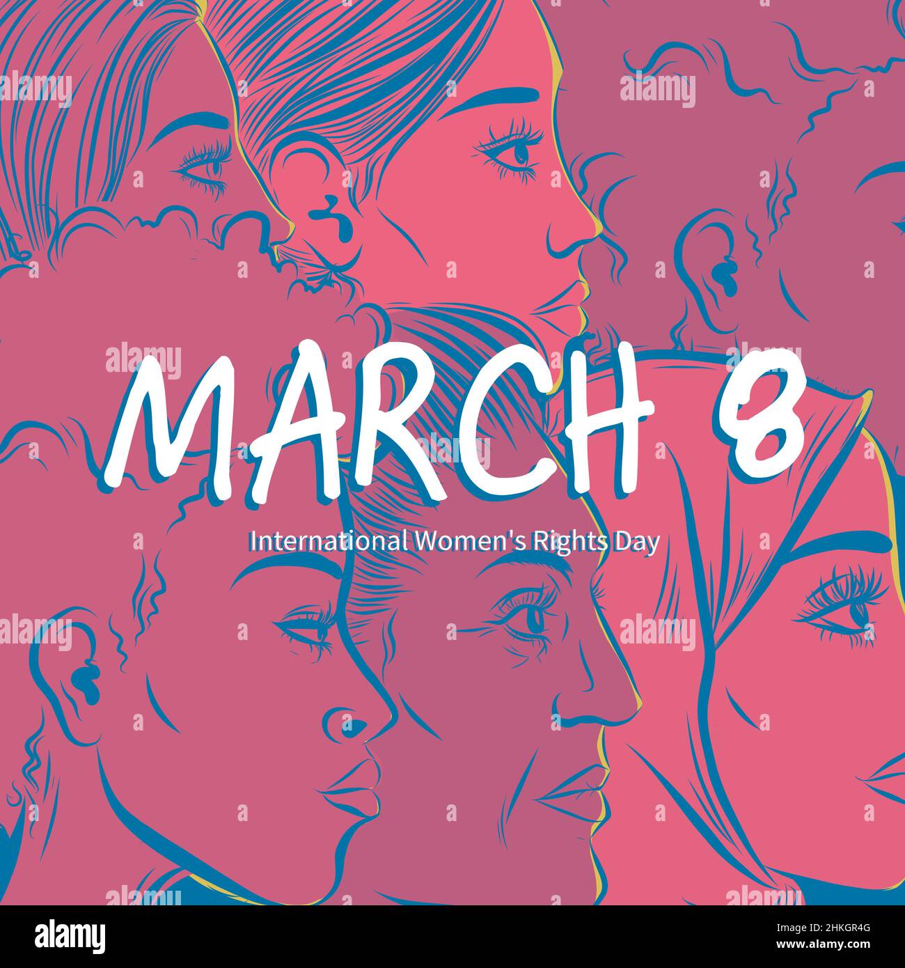 International women rights day illustration banner Stock Photo - Alamy