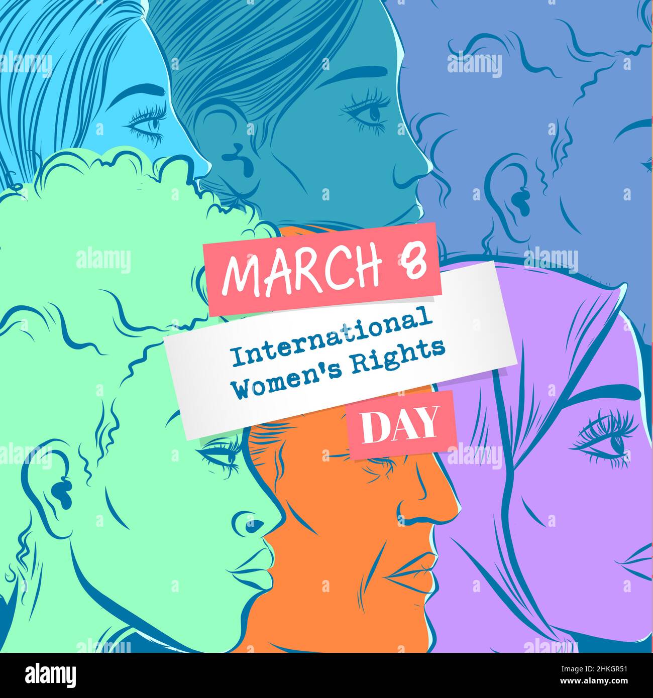 International women rights day illustration banner Stock Photo - Alamy
