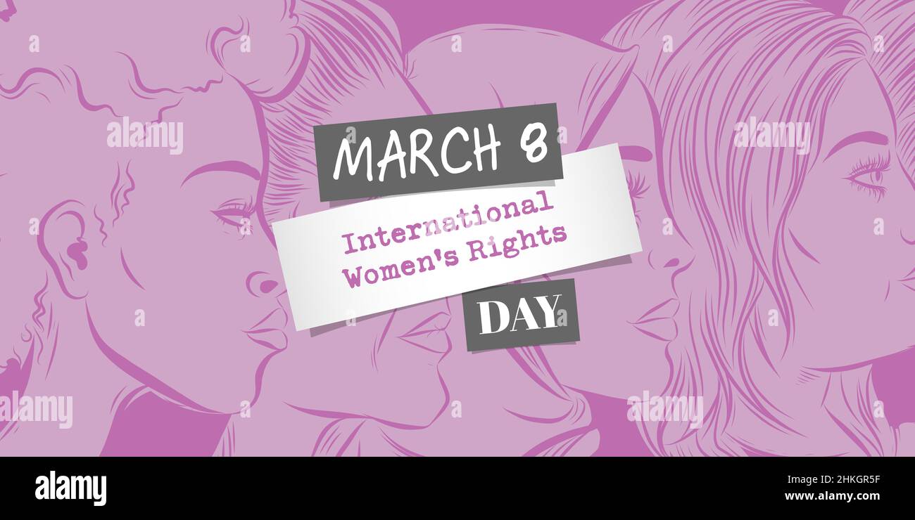 International women rights day illustration banner Stock Photo - Alamy
