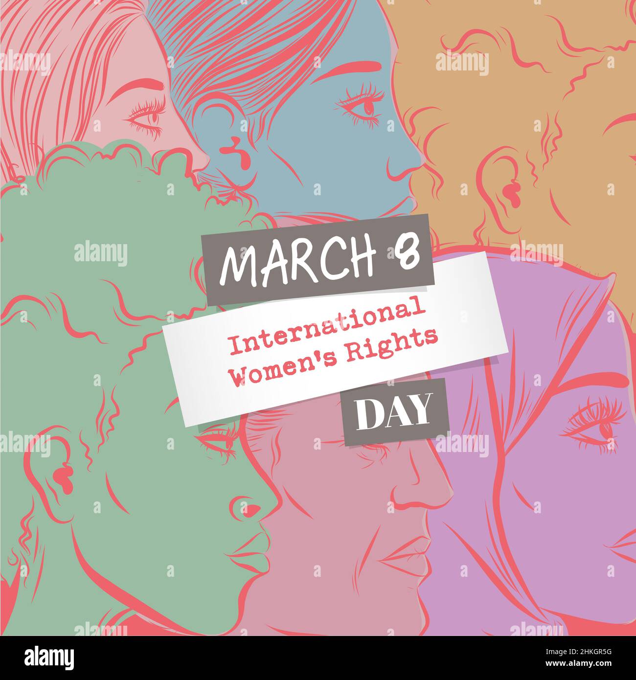 International women rights day illustration banner Stock Photo - Alamy