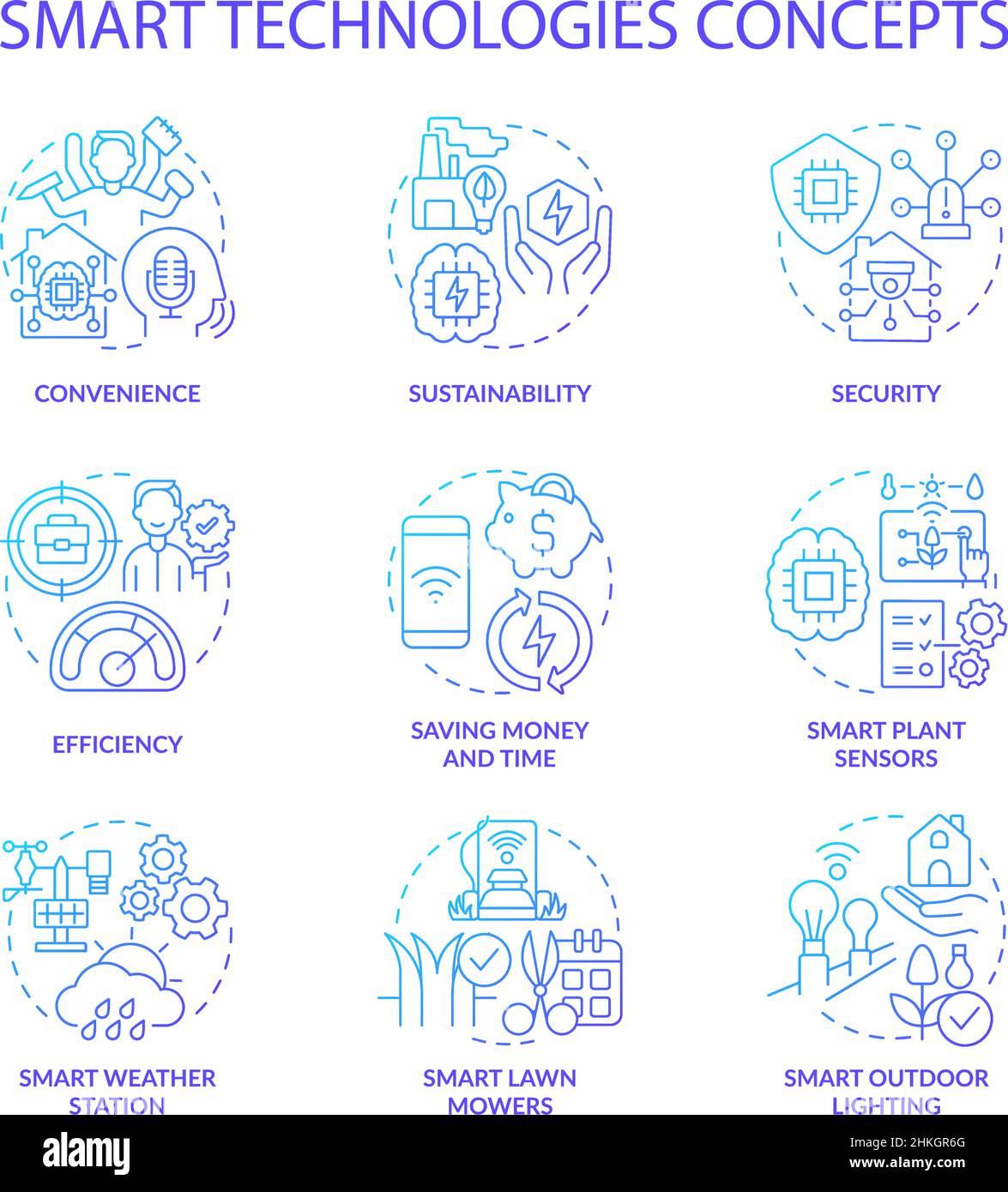 Smart technologies concept icons Cut Out Stock Images & Pictures - Alamy