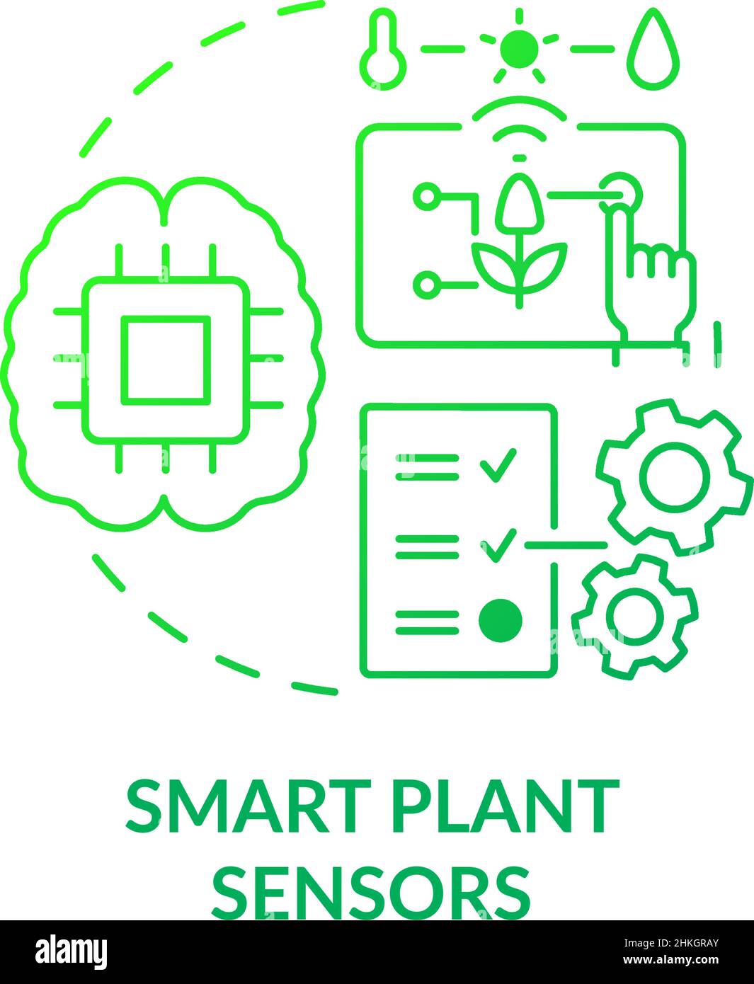 Smart plant sensors green gradient concept icon Stock Vector Image ...