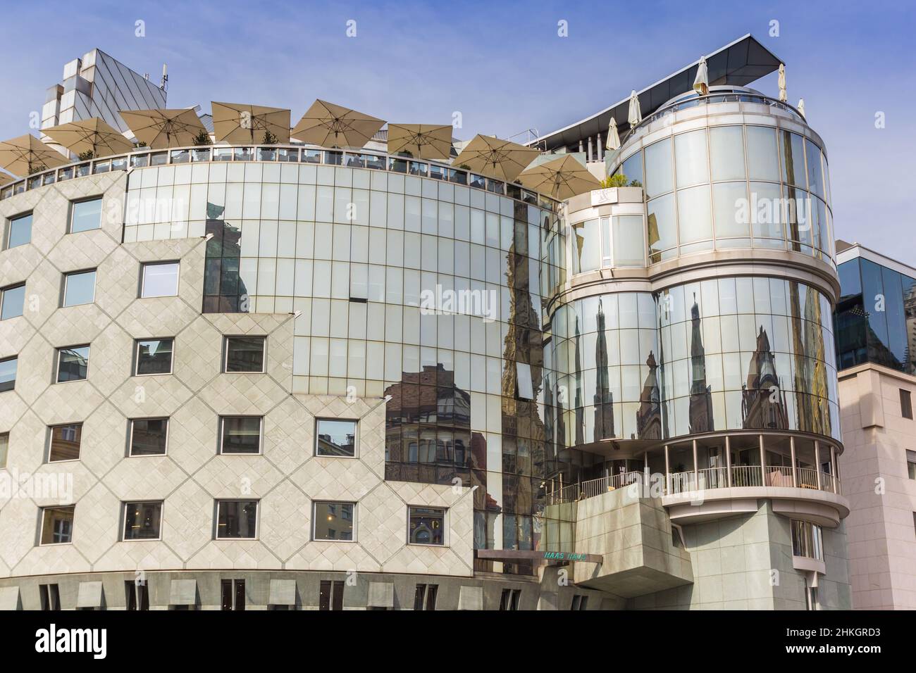 Modern architecture of the Haas-Haus building in Vienna, Austria Stock ...