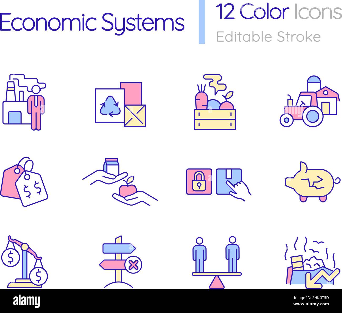 Economic system RGB color icons set Stock Vector Image & Art - Alamy