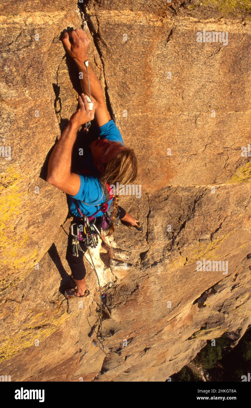 Male climbing at Windy Point. Santa Catalina Mountains, Arizona Stock ...
