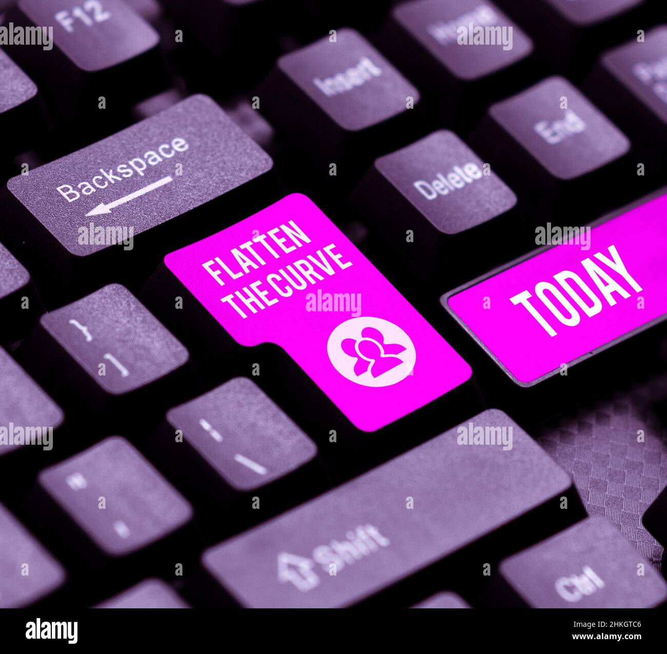 Text showing inspiration Flatten The Curve. Concept meaning raising an ...