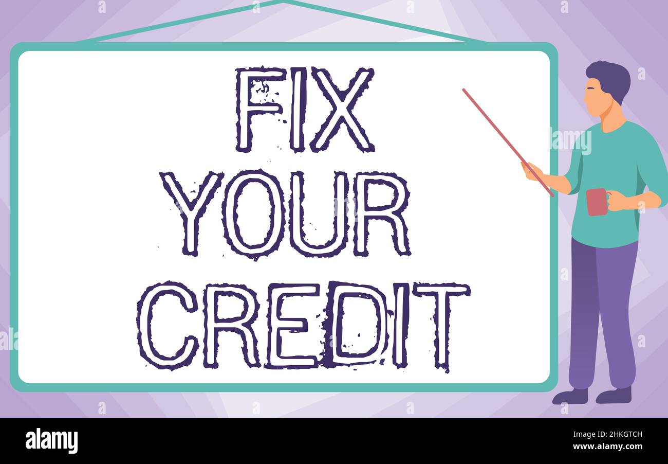Hand writing sign Fix Your Credit. Business idea Keep balances low on ...