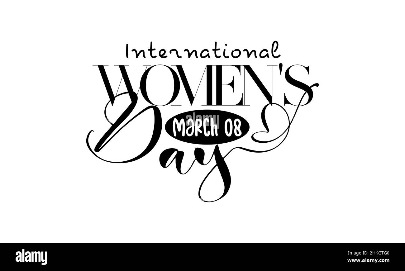 International Women's Day. Brush calligraphy style vector template ...