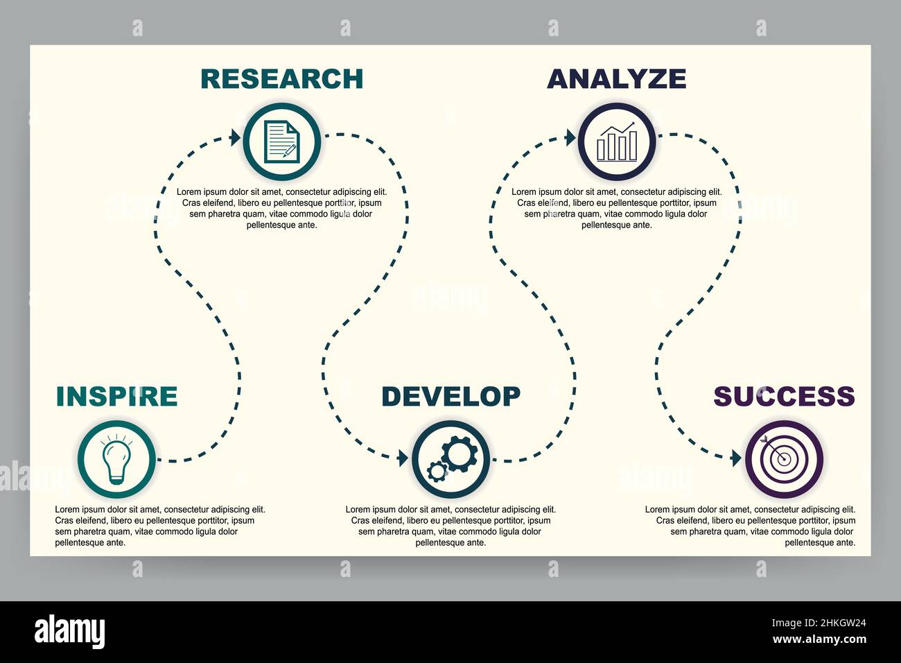 Curve road of five steps to business startup success. Editable vector ...